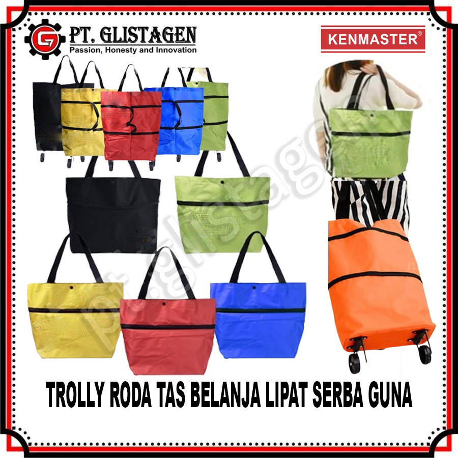 Folding Shopping Bag Trolley Wheel Trolley Shopping Bag | Shopee Malaysia