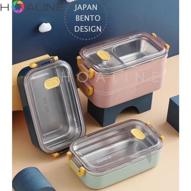 Bento lunchbox stackable stainless steel / 2 LAYER LUNCH BOX rantang ...