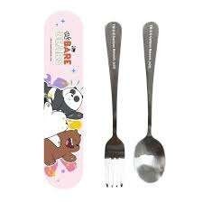 ORIGINAL Miniso We Bare Bears Flatware Miniso Tableware Spoon Fork Set ...
