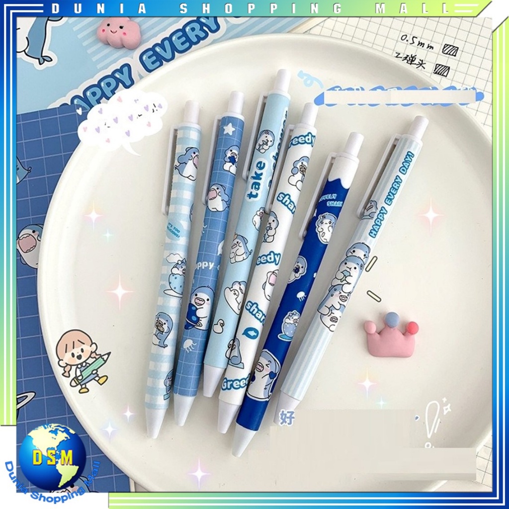 HITAM Dsm PenAn Character Character Shark Motif Pen Blue Shark Color ...