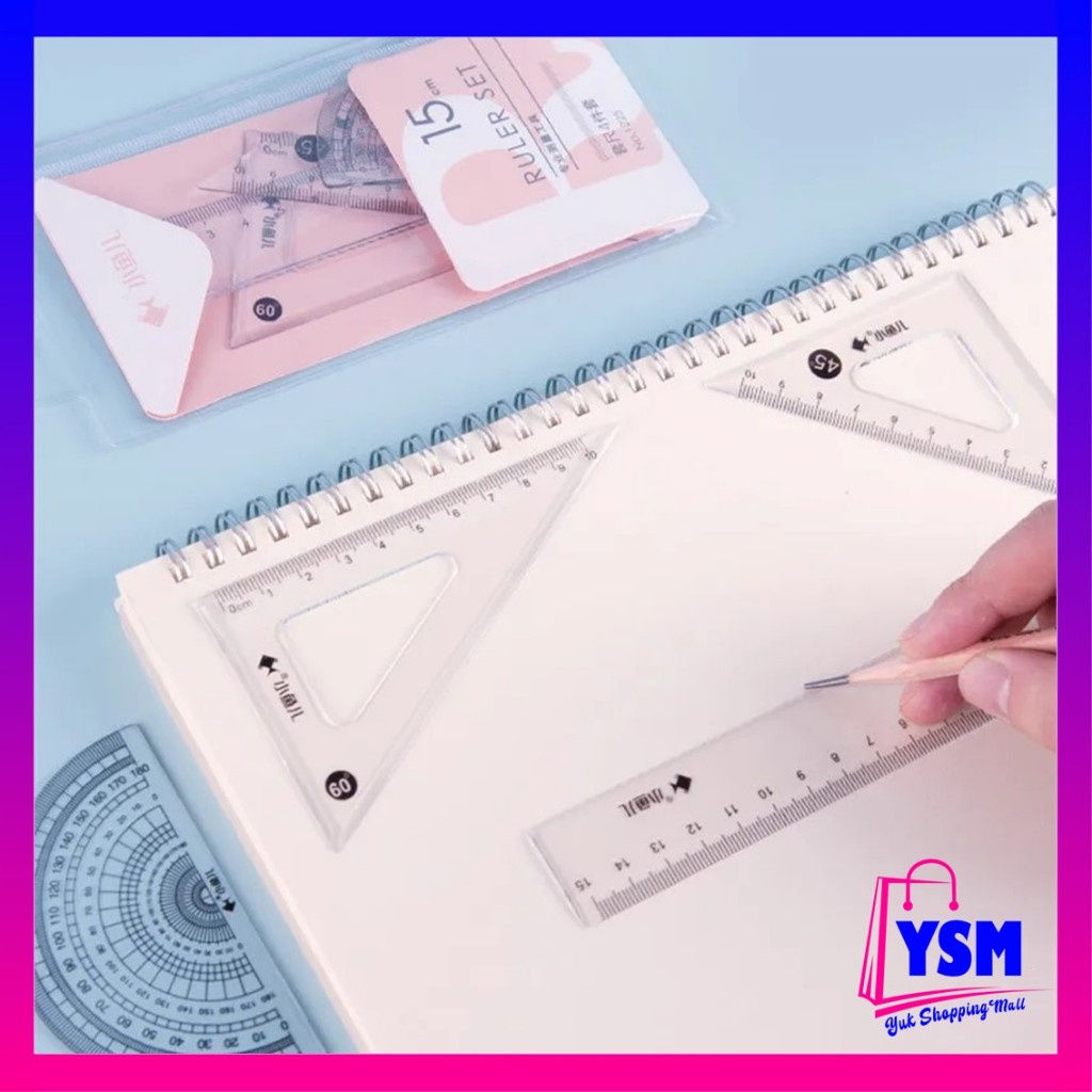 Ysm Ruler Set 4IN1 15Cm Clear Ruler School Contents 4Pcs Cute Ruller ...