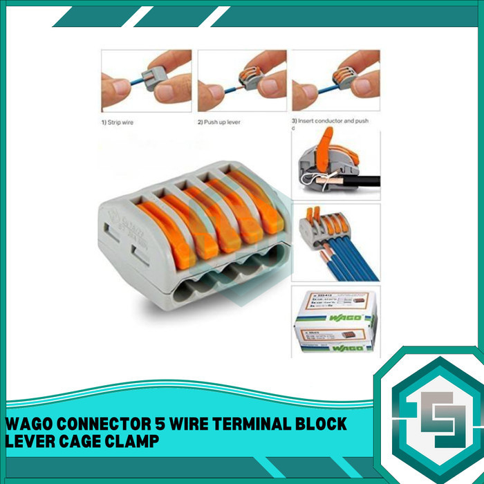 Wago Connector 5wire Terminal Block Lever Cage Clamp | Shopee Malaysia