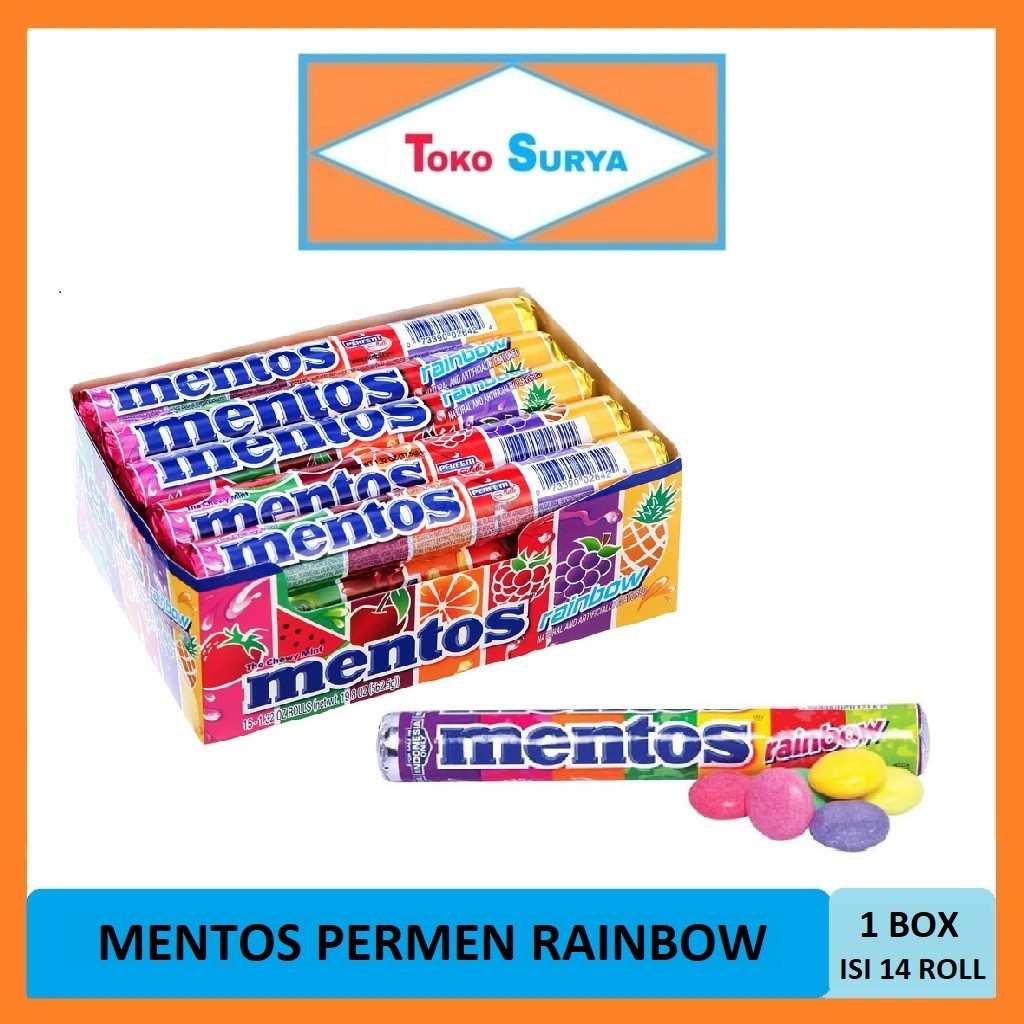 Mentos Candy Roll Rainbow Flavor / Assorted Fruit 1 Box Contains 14 ...