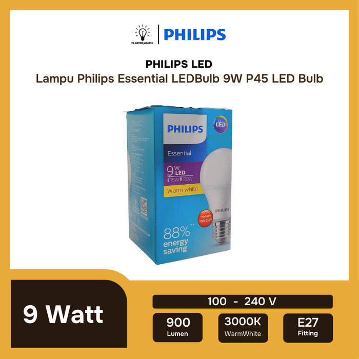 Philips Essential LEDBulb 9W E27 3000K 230V A60 Lamp (Yellow) | Shopee ...