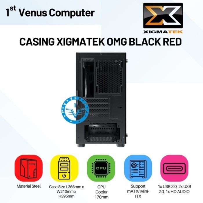 Xigmatek OMG BLACK-RED GAMING PC CASE/MICRO ATX CPU CASE PC CASE ...
