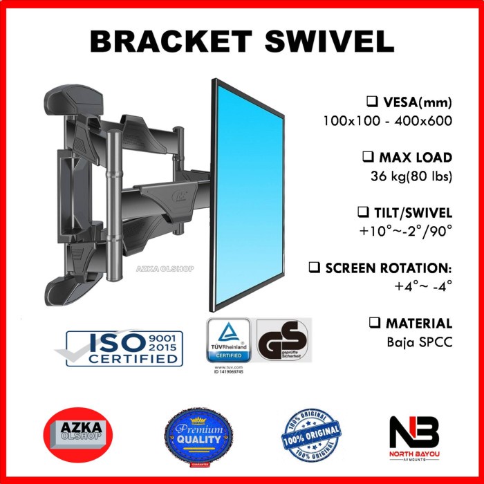North Bayou NB P5 LED TV Bracket Bracket 43 50 55 65 70 Inch | Shopee ...
