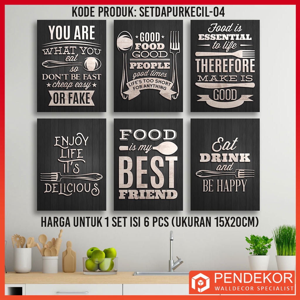 HIASAN DINDING Kitchen Wall Hanging SET Contains 6pcs Minimalist Dining ...