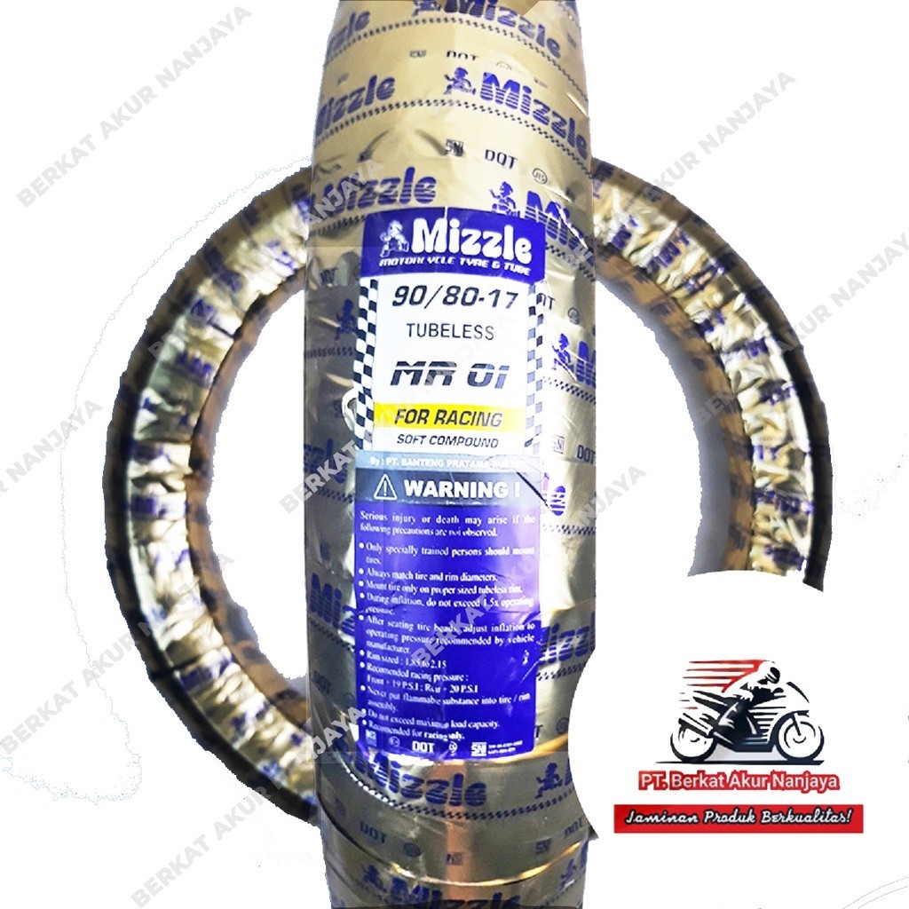 Mizzle MR01 90/80-17 Soft Compound Tubeless Motorcycle Tires BONUS ...