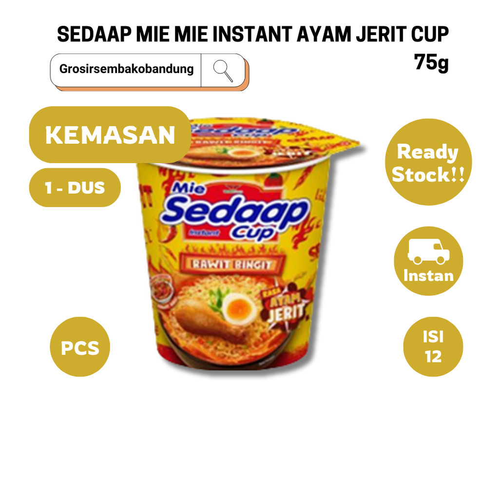 Delicious INSTANT NOODLES CHICKEN JERIT CUP 75g - 1 Box - Bandung City ...