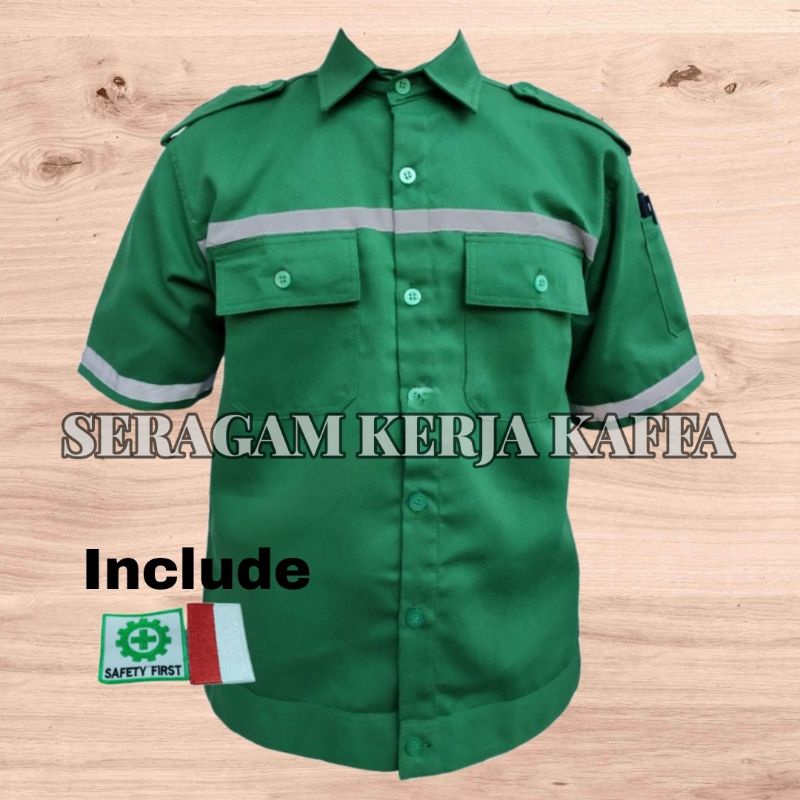 KEMEJA HIJAU Wearpack Safety Work Uniform Workshop uniform Short sleeve ...
