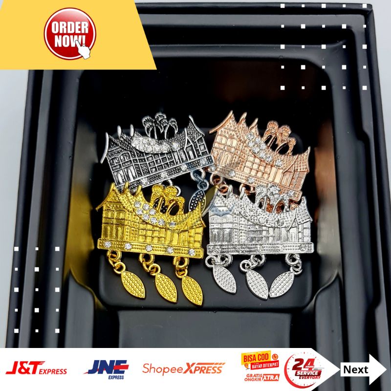 Minang Brooch For Souvenir Bagonjong House Motif Side View (1Pcs ...