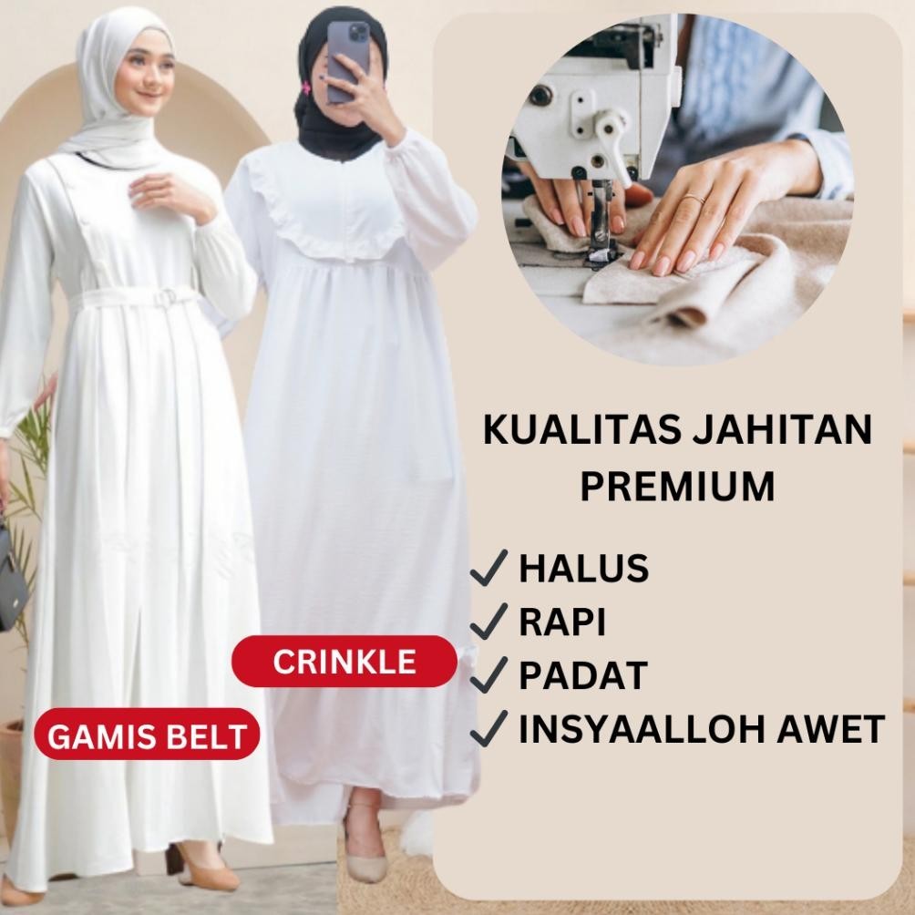 PUTIH Latest Gamis Models 2024 Plain White Simple Modern Teenage ...