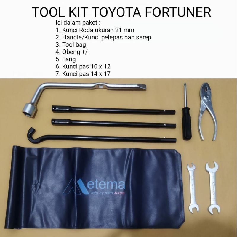 Toyota Fortuner Car Toolkit Package (Wheel Lock, Spare Tire Release handle, Pliers, Screwdriver ...