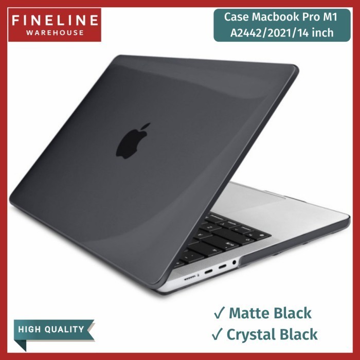 MACBOOK CASE M1 PRO 14 INCH A2442 2021 MBP CASING MATTE CRYSTAL BLACK ...
