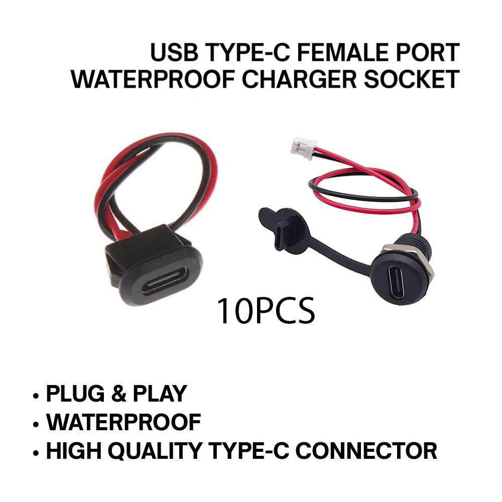 10pcs USB TYPE-C Female Charger Port Waterproof Jack Socket Charging ...