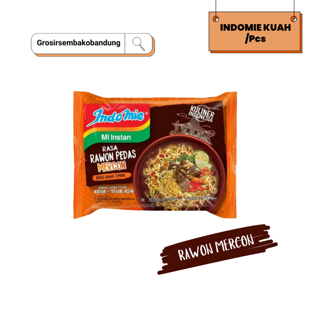 Indomie INSTANT NOODLES RAWON PDS MRCON PCK 75g - 1 Pcs - Bandung City ...