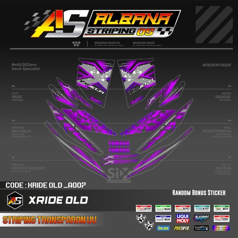 Transparent X-RIDE 110 STICKER/Transparent YAMAHA X-RIDE 110striping ...