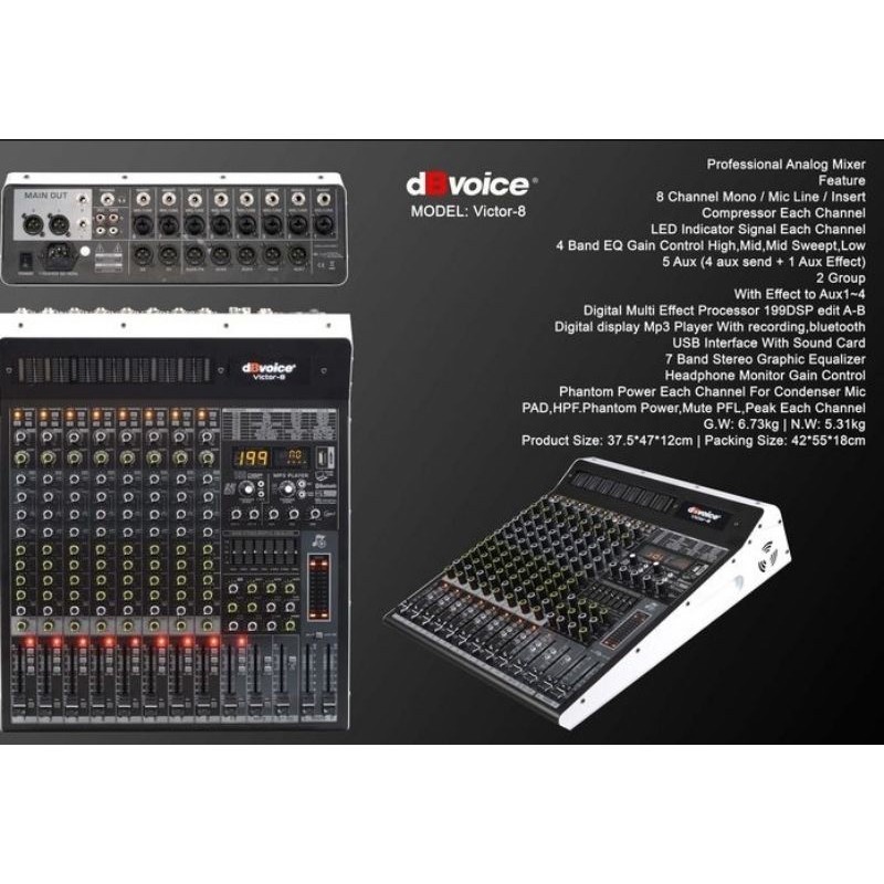 Mixer dBvoice Victor 8 Professional Mixer 8 channel Original | Shopee ...