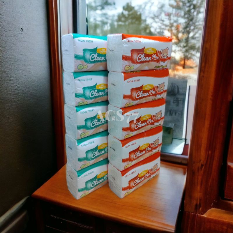(PACKAGE Of 10 pcs) Clean Plus Facial Tissue 180s contains 10 Facial ...