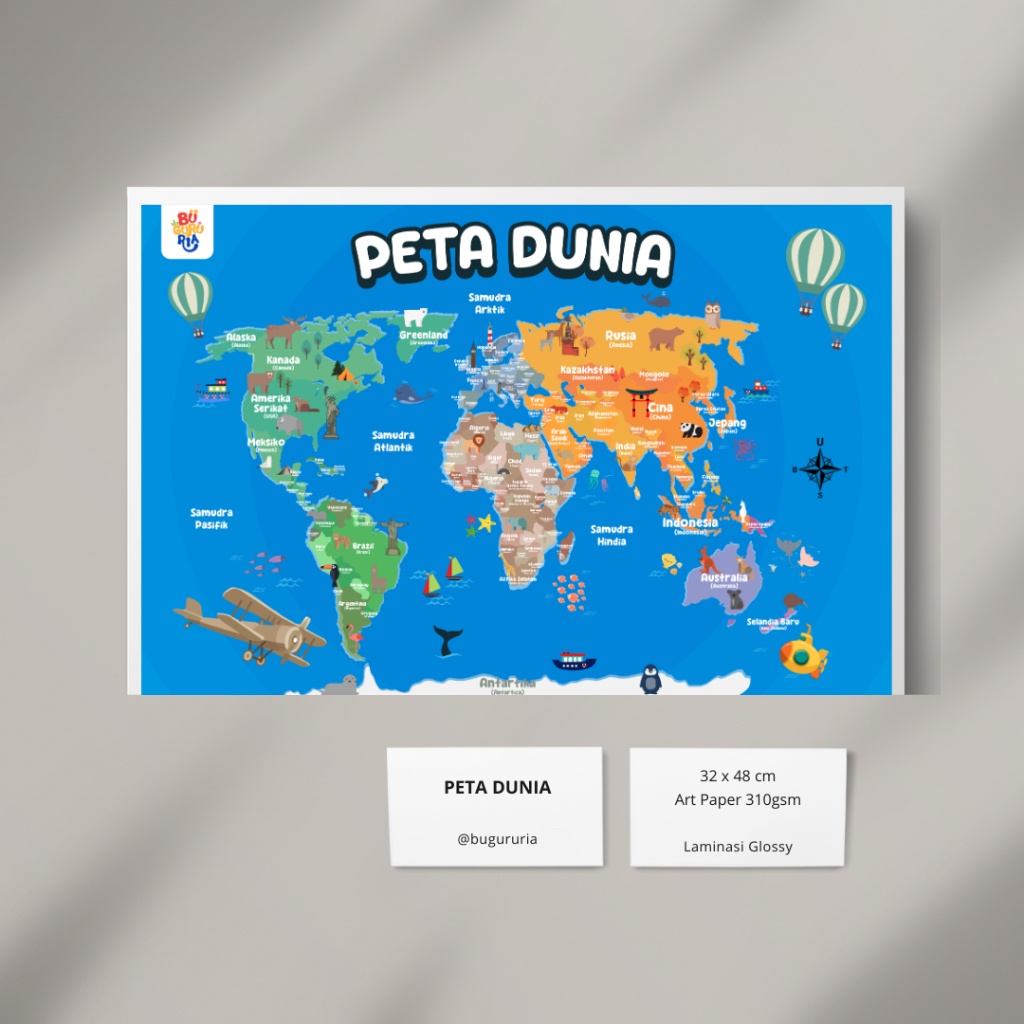 Teacher Ria - World Map Poster for Learning / Elementary School Class ...