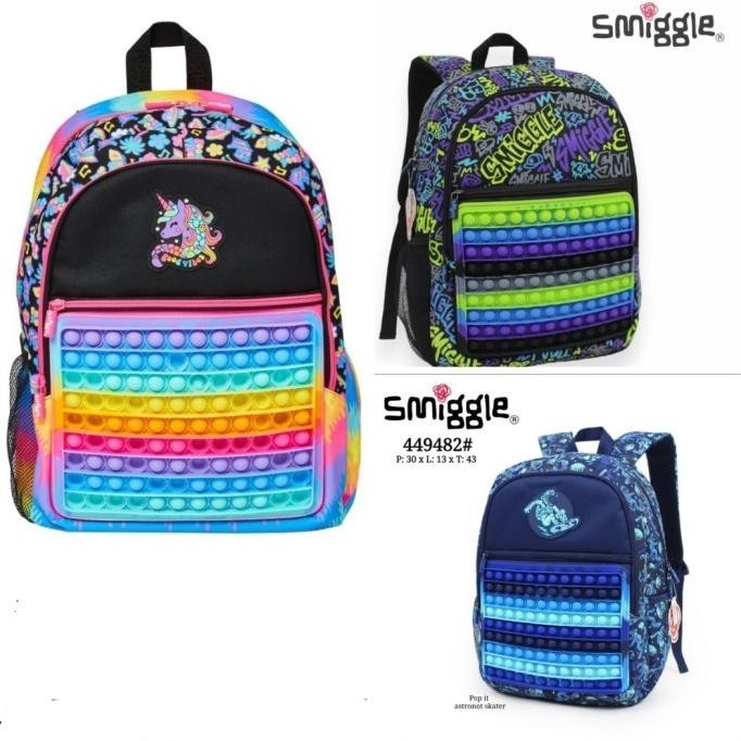 [New] Smiggle Pop It Popem Backpack Unicorn- Green- Astronaut/Children ...
