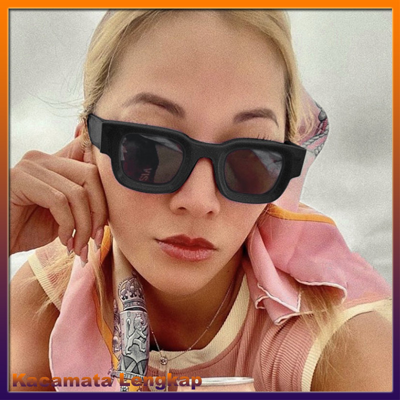 HITAM Bold UV400 Sunglasses Small Square Frame Vintage Style For ...