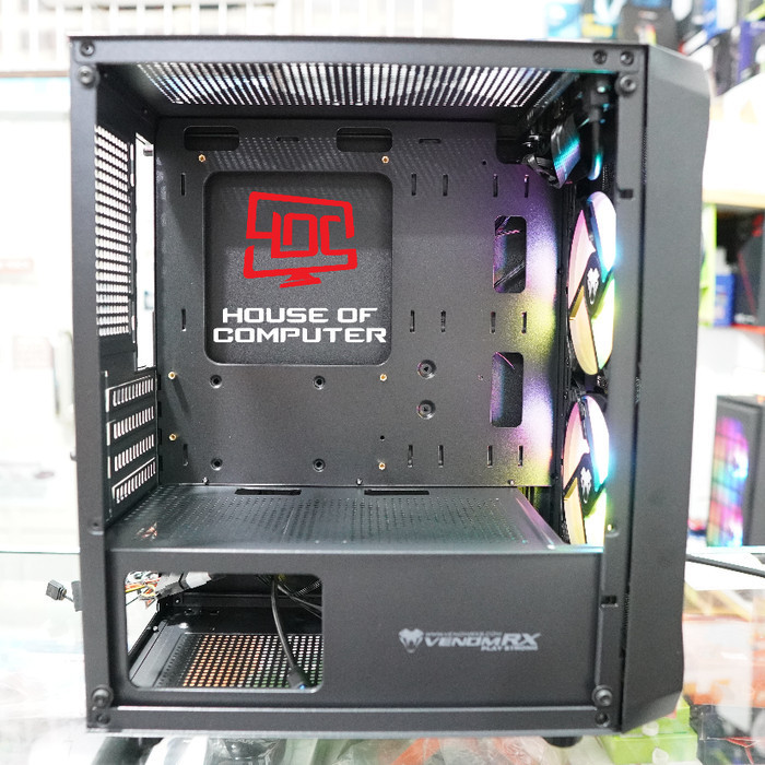 HITAM Venom RX CASE PC PRAVA FREE 2 FAN ARGB TEMPERED GLASS M-ATX ...