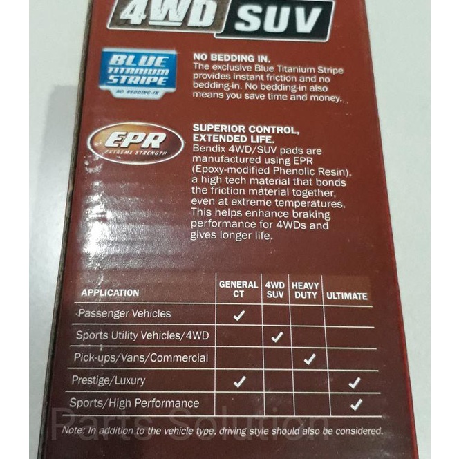 Mitsubishi All New Pajero Sport Bendix Db1390 4Wd Rear Brake Pads ...