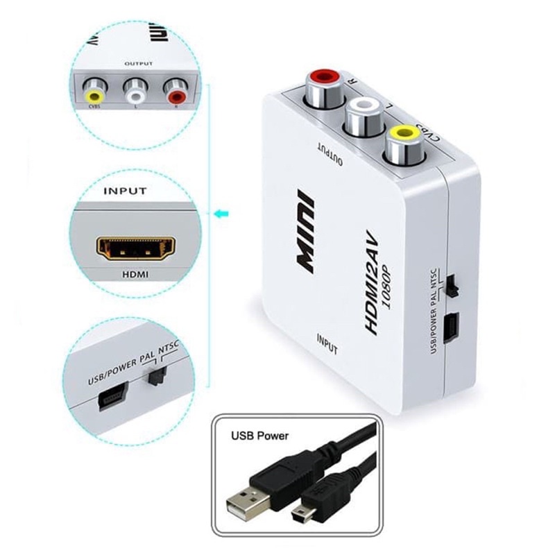 Converter HDMI To AV HDMI2AV Mini Adapter HD Video RCA 1080P | Shopee ...