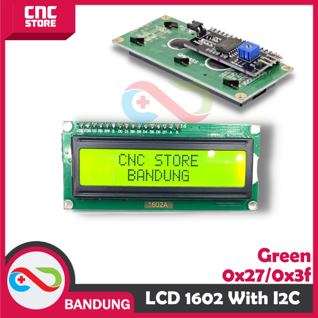 Lcd 1602 16X2 CHARACTER GREEN BACKLIGHT+ I2C SERIAL INTERFACE MODULE ...