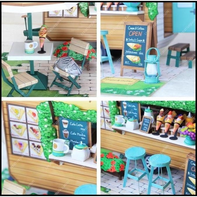 New DIY PAPERCRAFT DIORAMA CREPES & COFFEE SHOP JASMINE PAPER 200GSM ...