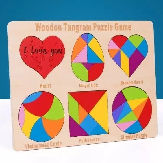Tangram Love PUZZLE Children's Educational Toy ~ WOODEN TANGRAM PUZZLE ...