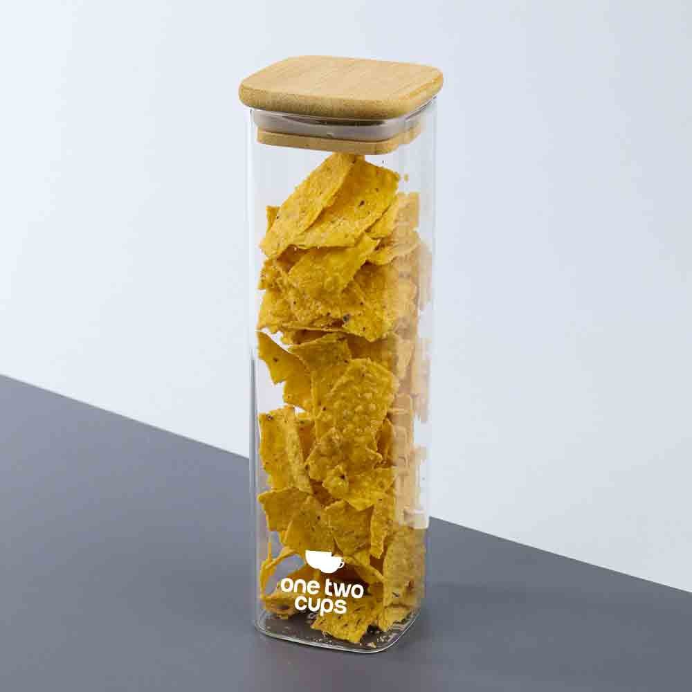 One Two Cups Food Storage Glass Jar Coffee Storage Glass Jar 6x6x20cm ...