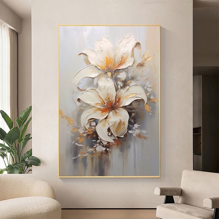 PUTIH MAWAR Rose Flower Painting Standing White Color Thick Texture ...