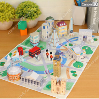 PARIS & LONDON CITY VIEW PAPER miniature DIY Papercraft toy diorama ...