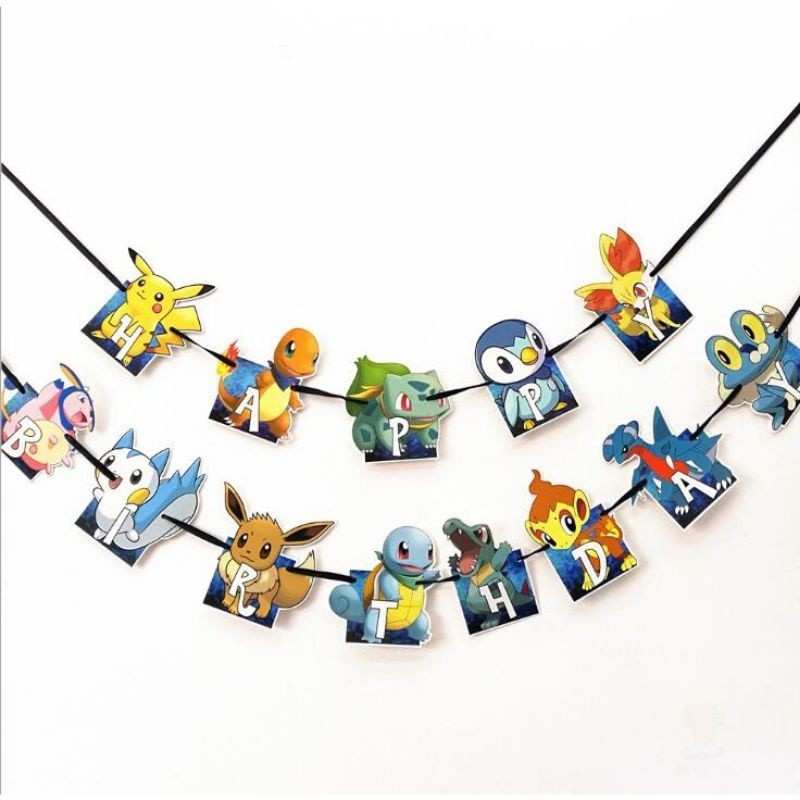 Bunting banner HBD happy birthday theme pokemon pikachu | Shopee Malaysia