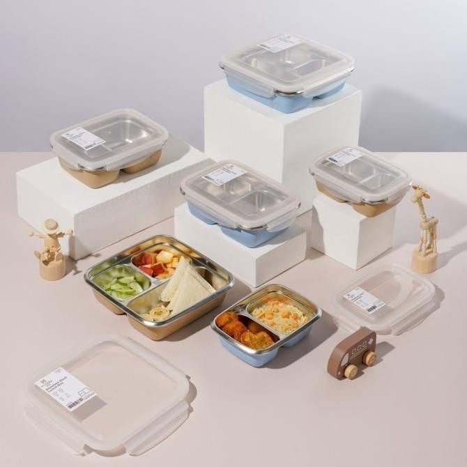 Huggy BABY STAINLESS STEEL LUNCH BOX 1200ML - LATTE T2405 | Shopee Malaysia