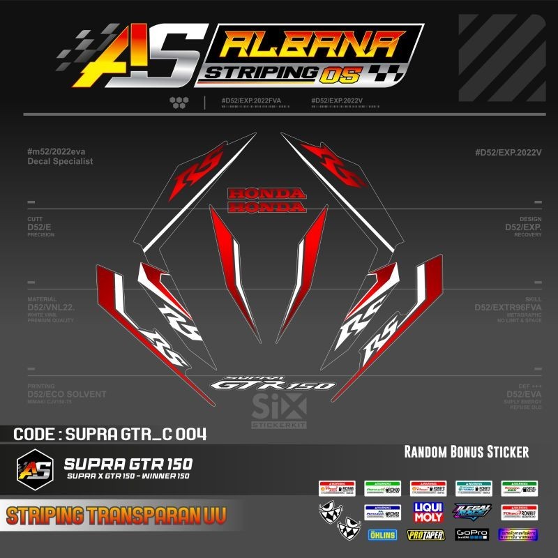 Honda GTR 150 RS Transparent STRIPING/GTR 150 RS Transparent UV ...