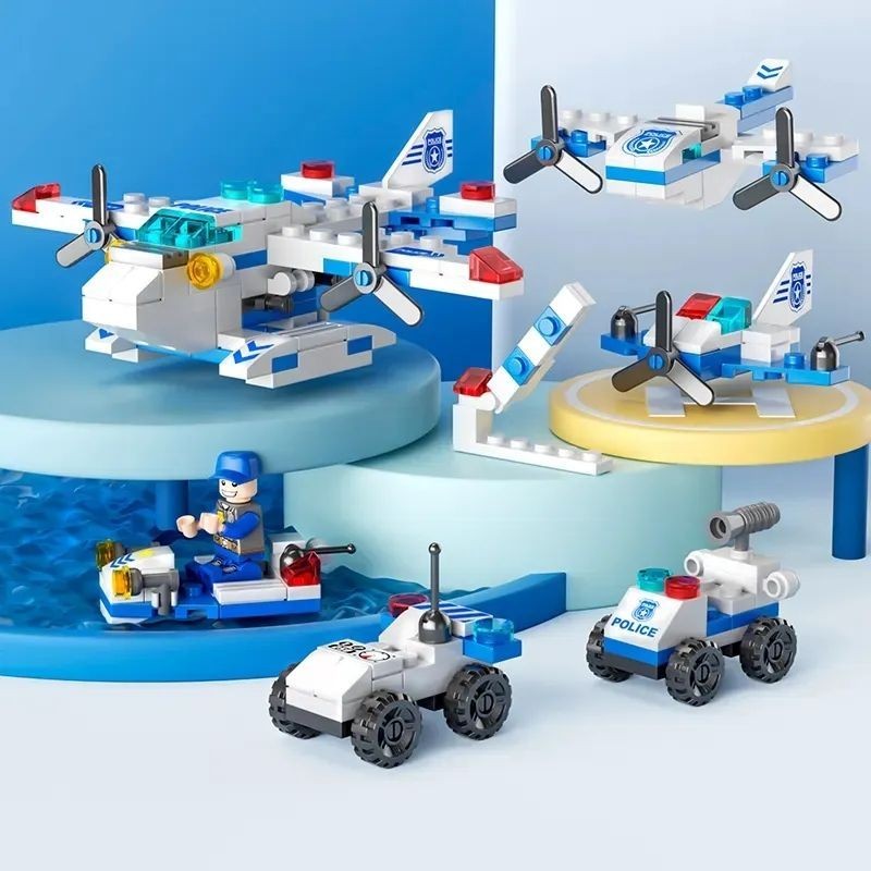 Lele BROTHER Toy Block Stacking Police Plane 6 in 1 LEGO 137 Bricks ...