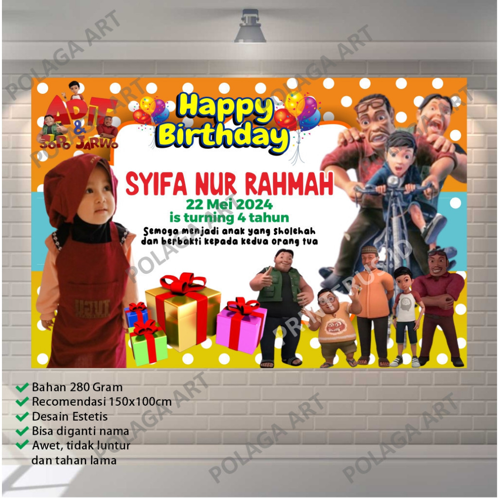 Happy birthday adit sopo jarwo birthday banner banner | Shopee Malaysia