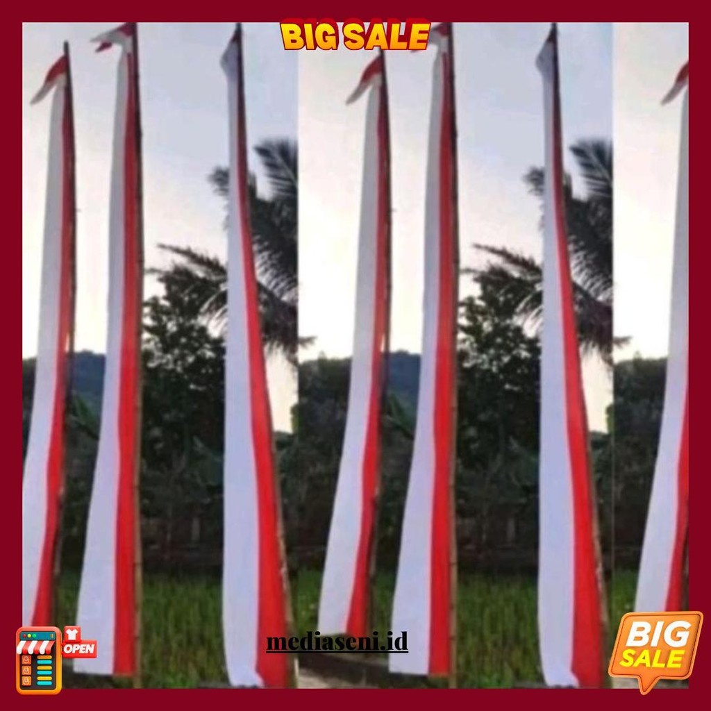 MERAH Red and White Banner, Layar Jejer 3/4/5/6/7M Original Product ...