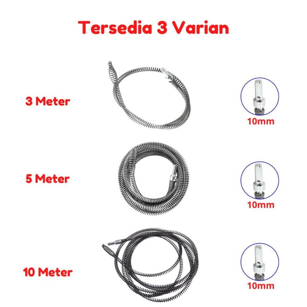 MESIN H-4 Ready Stock 3M/5M/10M Clogged Drain Cleaning Wire Clip Tool ...