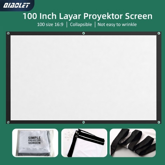 LAYAR Qiaolet 100 Inch Projector Screen 16:9 Wall Folding Projector ...