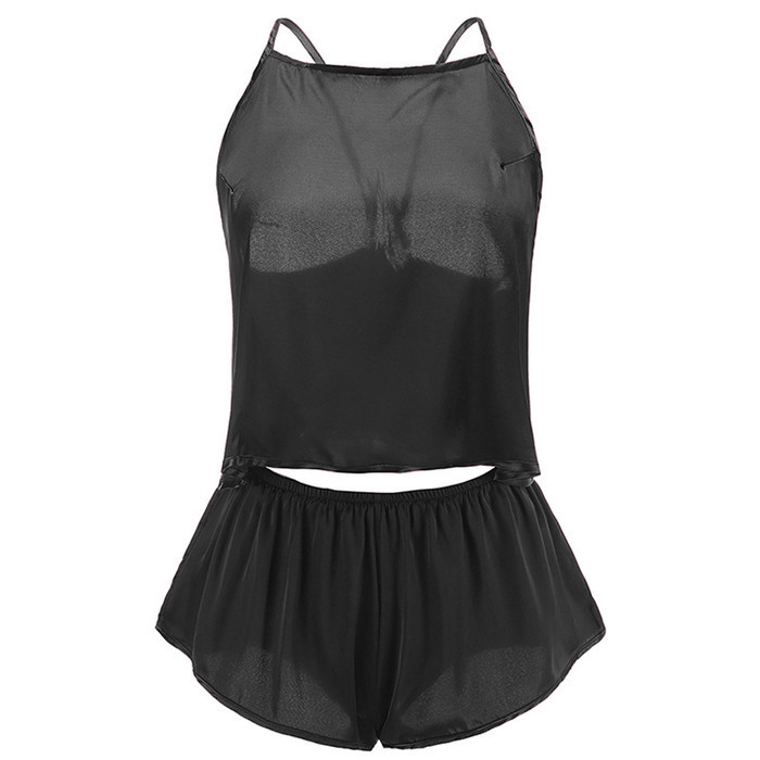 HITAM Pajama SET LINGERIE DRESS SATIN SILK SLEEPING CLOTHES A131 ...