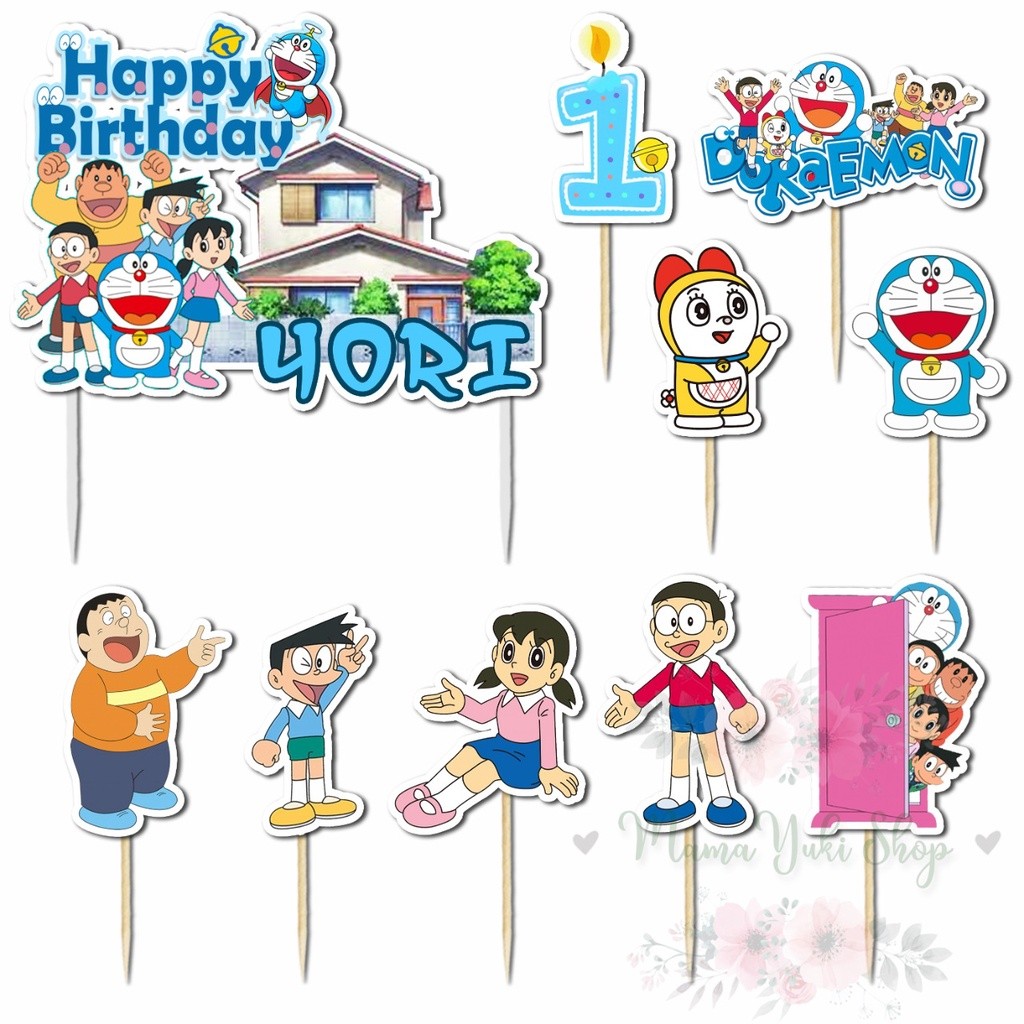 Custom Doraemon Motif Birthday Cake Decoration Cake Topper Name ...