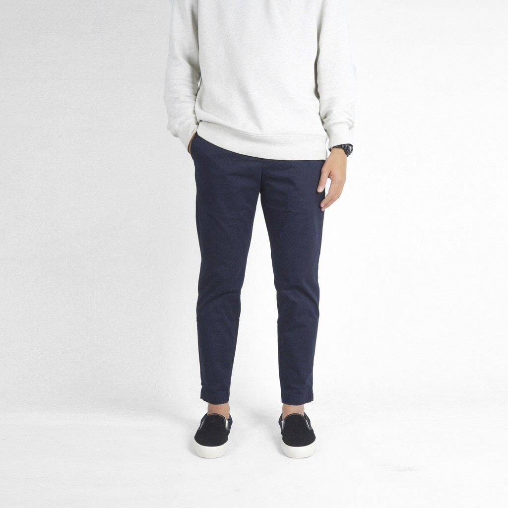 Shadow Chinos Ankle Pants Stretch Slim Fit Navy WA01E !! | Shopee Malaysia