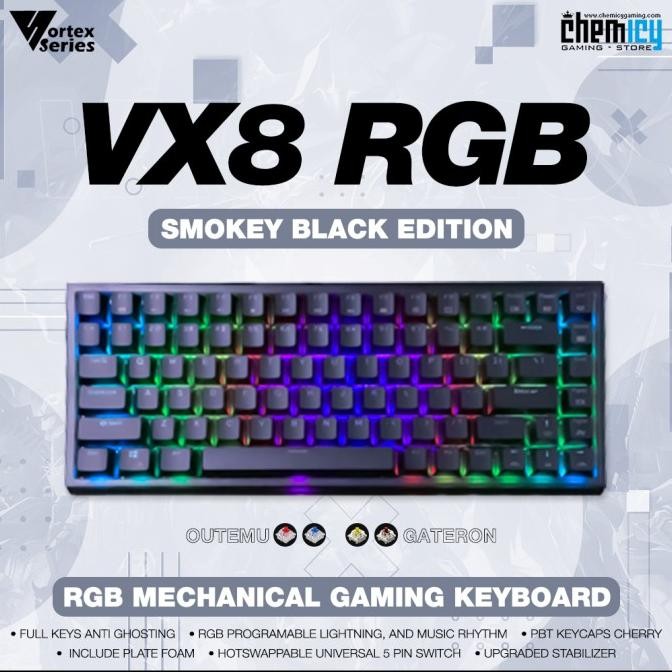 Vortex Series VX8 Smokey RGB Hotswap Mechanical Gaming Keyboard ...