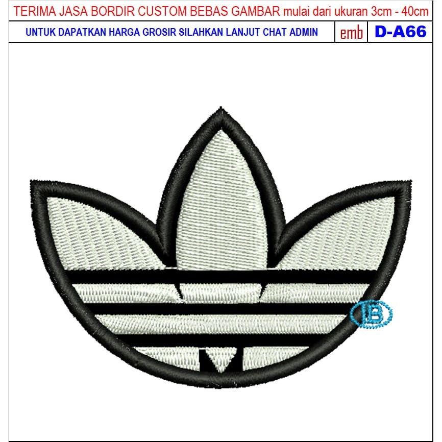 ADIDAS ICON D-A66 LOGO EMBROIDERY PATCH WHITE FLOWER OUTLINE BLACK ...