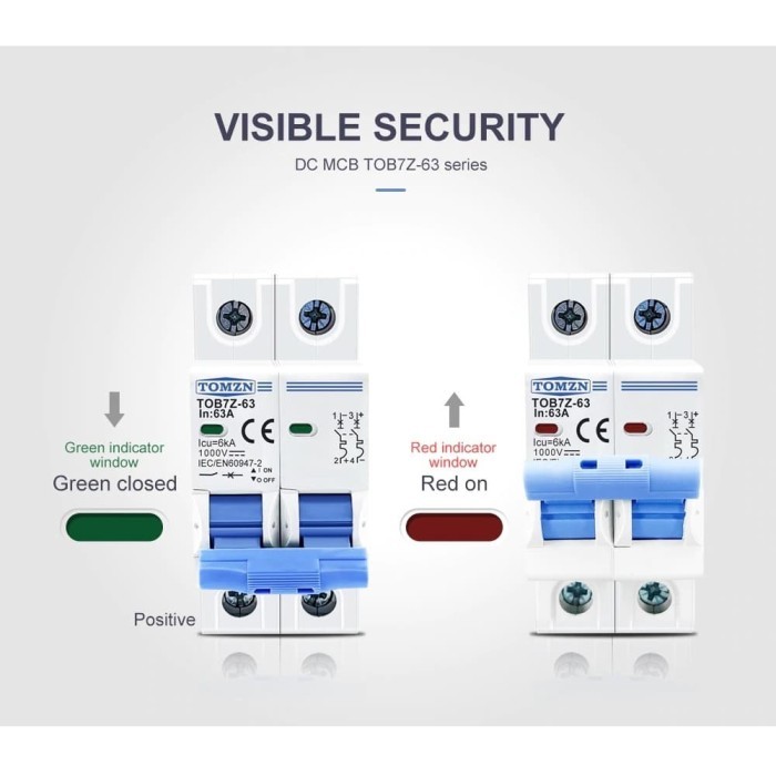 Tomzn MCB DC 1000V 2P RATING 3A TO 63A MINIATURE CIRCUIT BREAKER ...