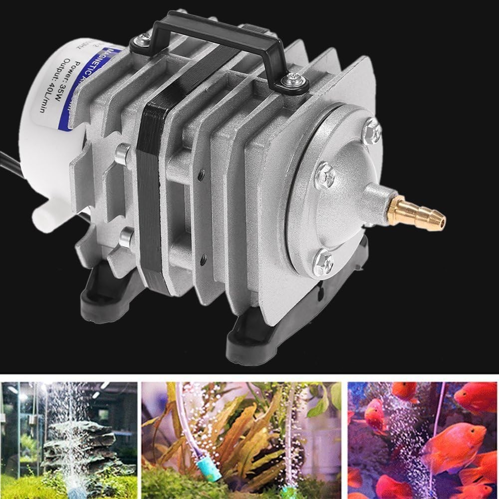 20w Aquarium Air Compressor Aerator Pump - ACO-001 - Silver Black ...